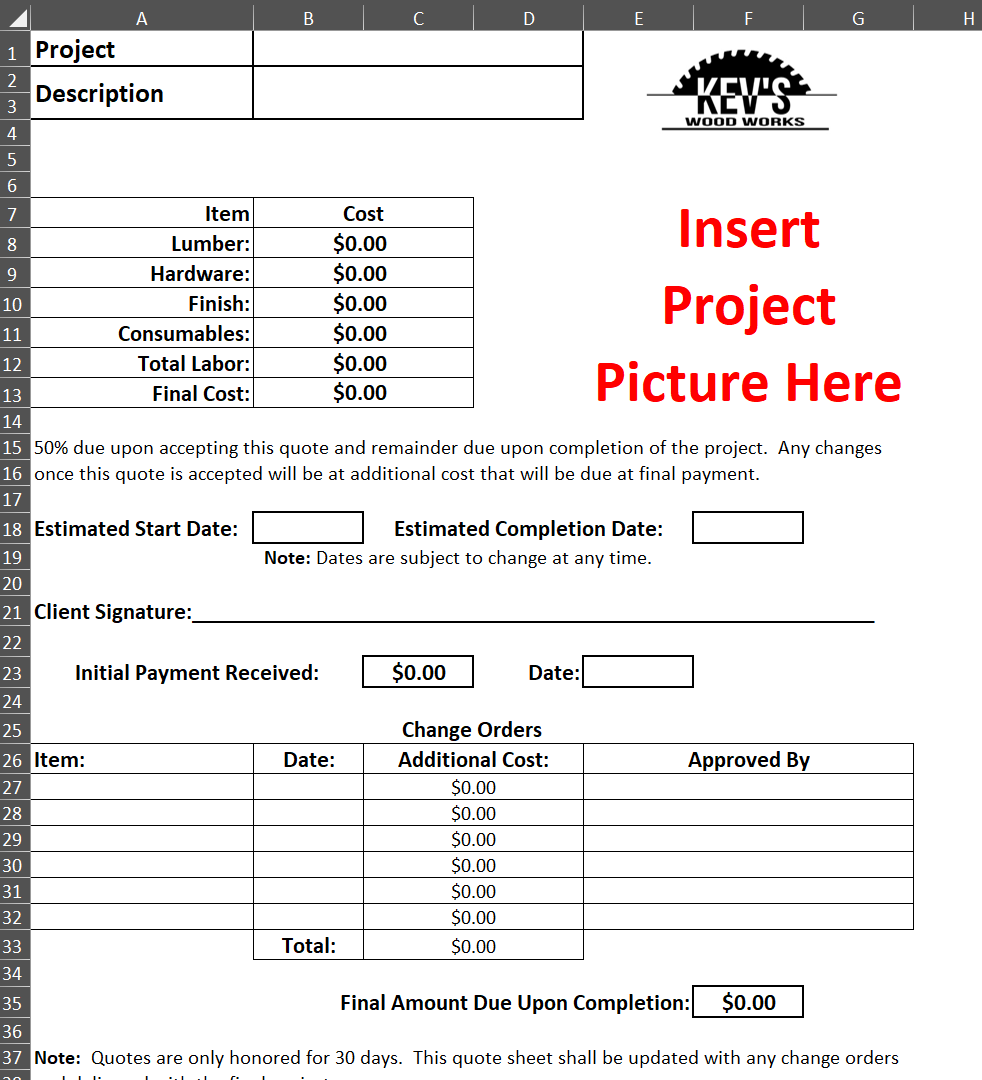 Custom Quote Sheet: Tailored Solutions for Your Project Needs – Kevs ...
